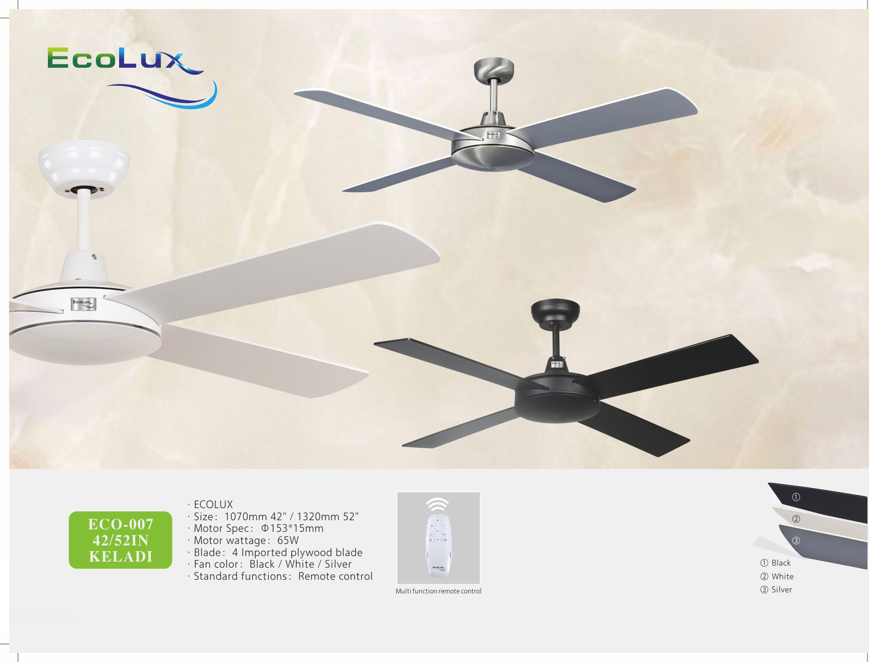 Ecolux - Fashion Ceiling Fan & Light