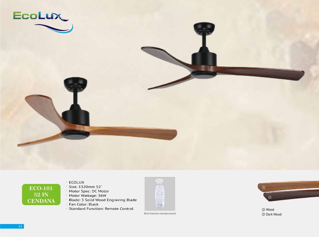 Ecolux - Fashion Ceiling Fan & Light